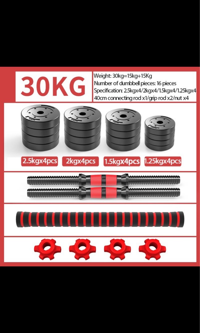Dumbell set 30kg, Sports Equipment, Exercise & Fitness, Weights ...