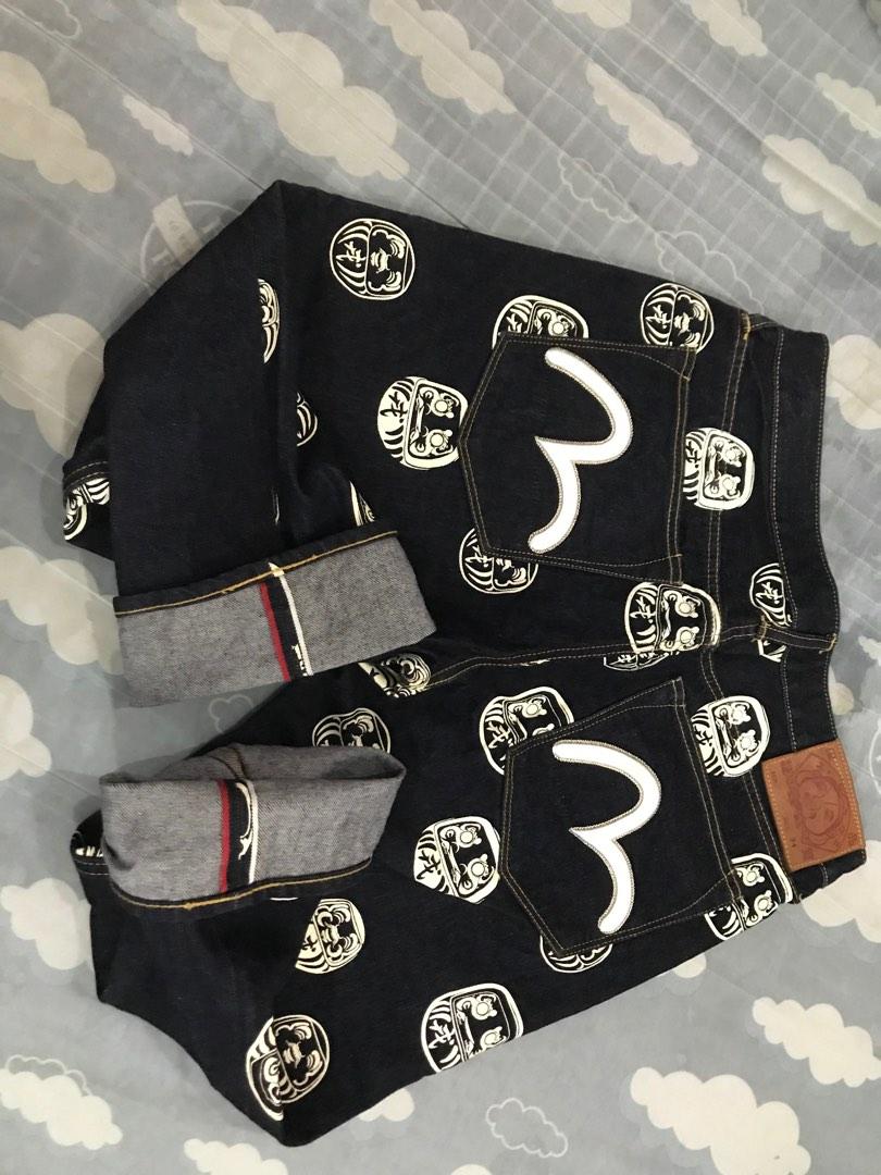 EVISU CROPPED DENIM PANTS, Men's Fashion, Bottoms, Jeans on Carousell