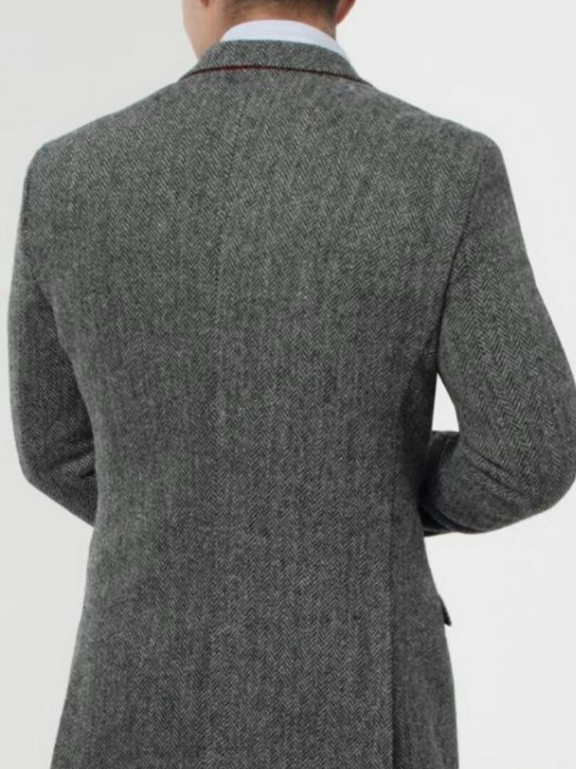 Harris Tweed Grey Herringbone Tweed Jacket, Men's Fashion, Coats ...