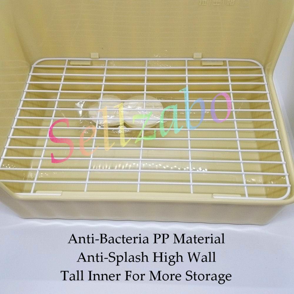 High Tall Big Volume Rabbits Litter Box (Toilet) L-Shape Light Brown ...