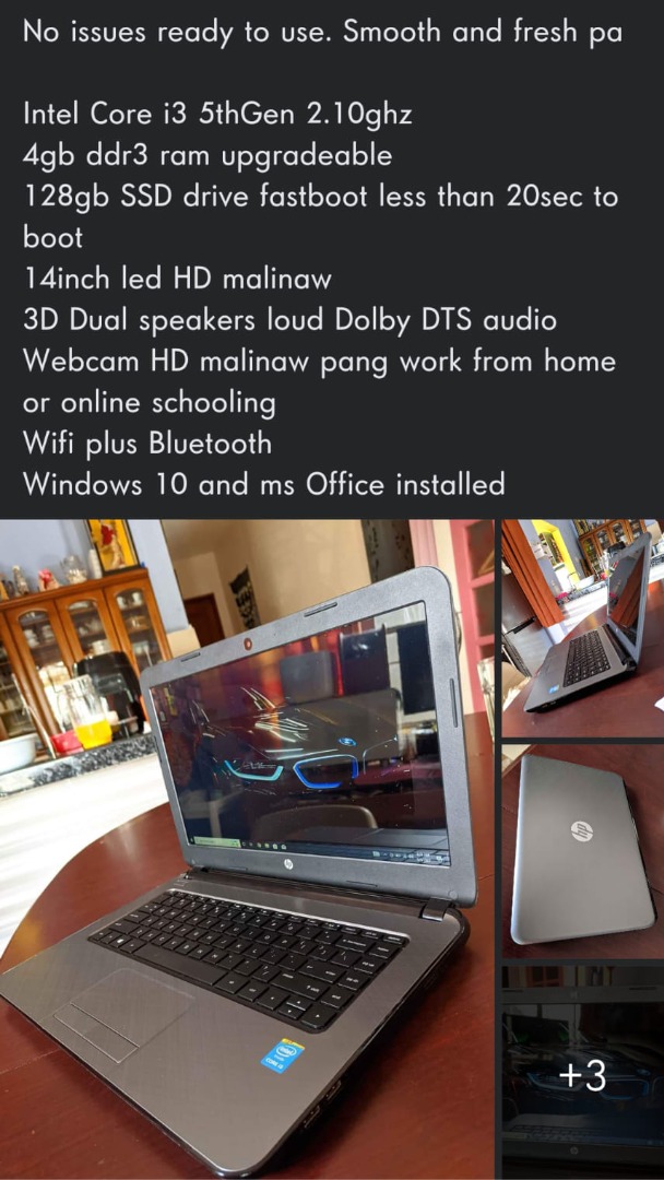 Hp 5thGen Core i3 with SSD drive na naka Dolby DTS audio lakas ng sound ...