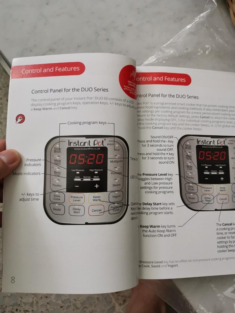 Instant Pot Duo Manual and Recipe Book, TV & Home Appliances, Kitchen ...