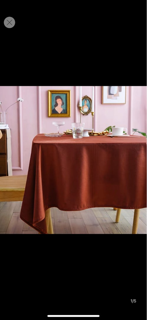 Maroon Velvet Table cloth 1.4*1.4, Furniture & Home Living, Kitchenware ...