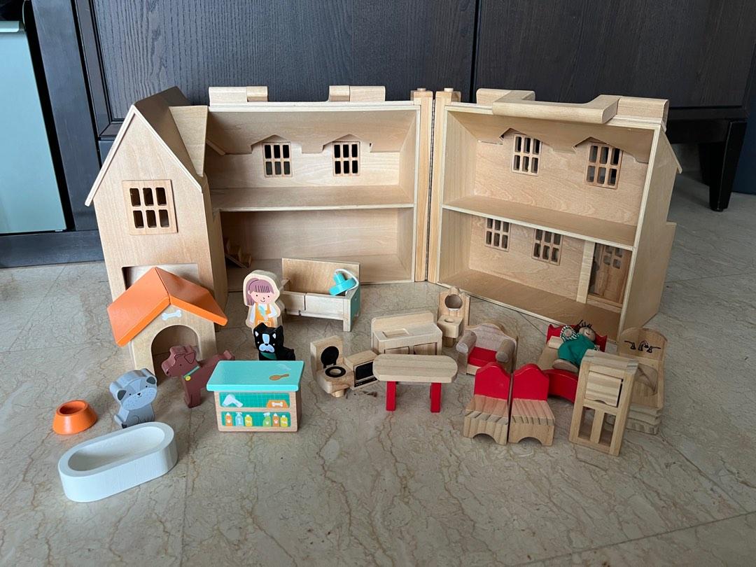 Melissa & Doug Wooden Dollhouse with furniture and extra set of Pets ...