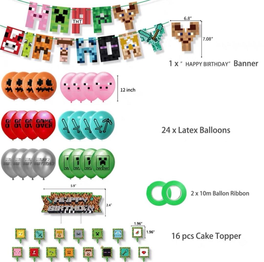 Minecraft theme party balloon set, Hobbies & Toys, Stationery & Craft ...