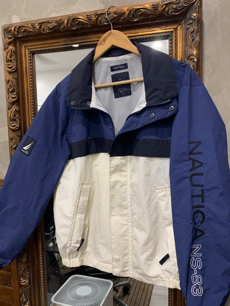 Nautica Navy Blue Offwhite Colorway Jacket Windbreaker, Men's Fashion ...