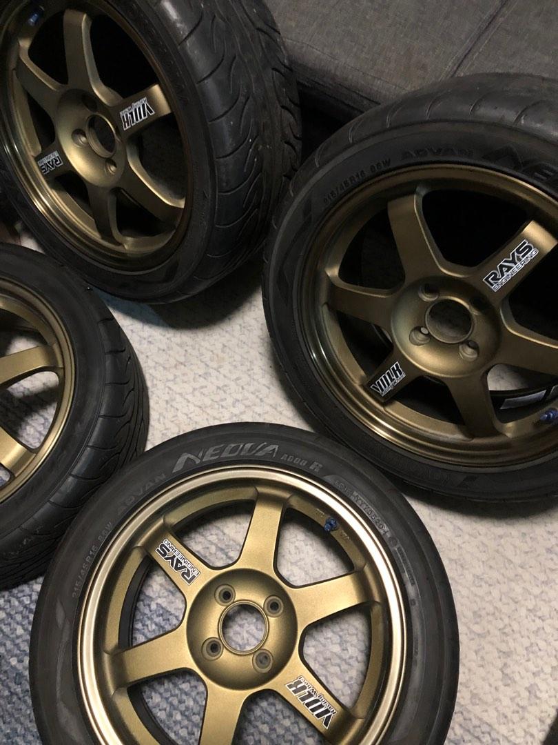 Orig Volk Rays TE37 Bronze, Car Parts & Accessories, Mags and Tires on Carousell