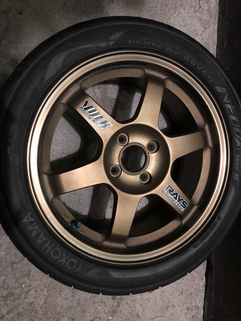 Orig Volk Rays TE37 Bronze, Car Parts & Accessories, Mags and Tires on Carousell