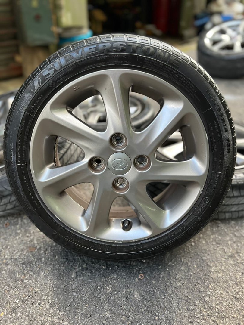 Original 14 inch sport rim Myvi tyre 70%, Auto Accessories on Carousell