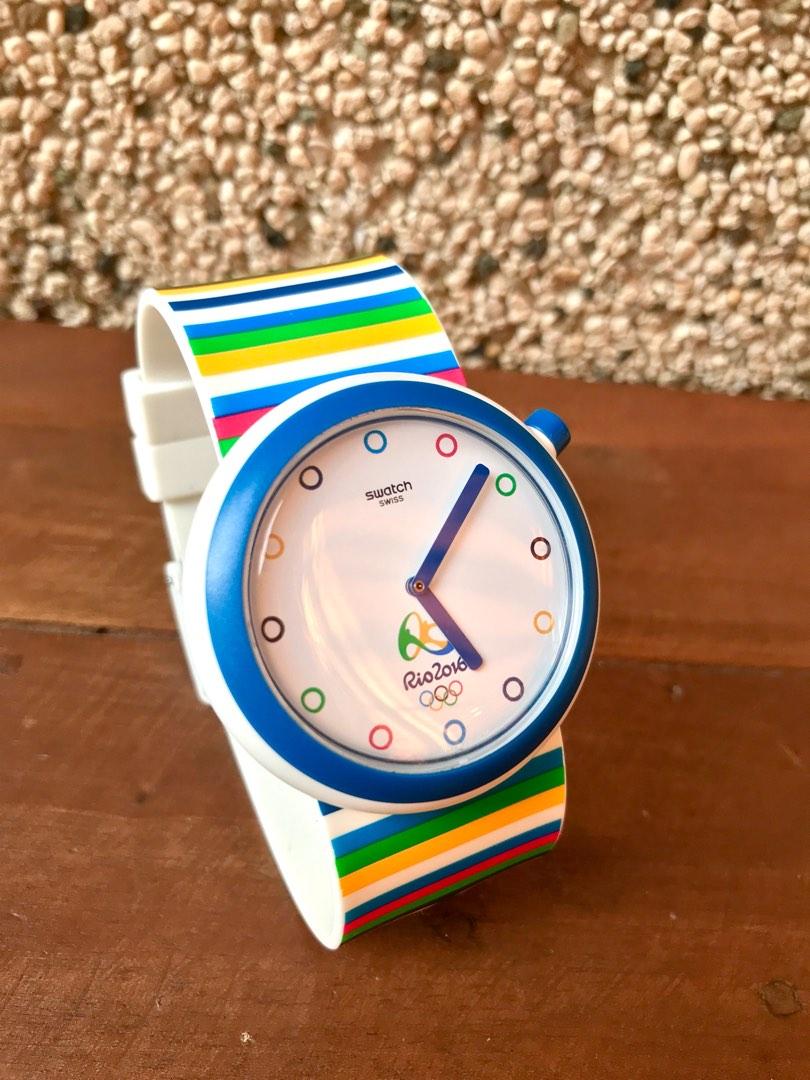 Pop Swatch Multicolored Limited Edition Rio 2016 Olympics Silicone ...