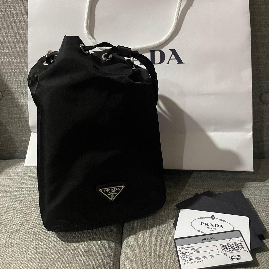 Prada Black Bucket Pouch, Luxury, Bags & Wallets on Carousell