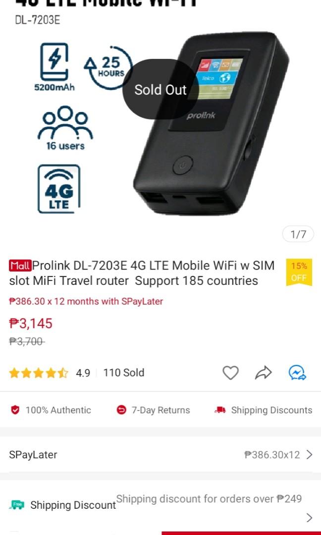 ProLink Dl-7203E 4G Travel Router, Computers & Tech, Office & Business ...