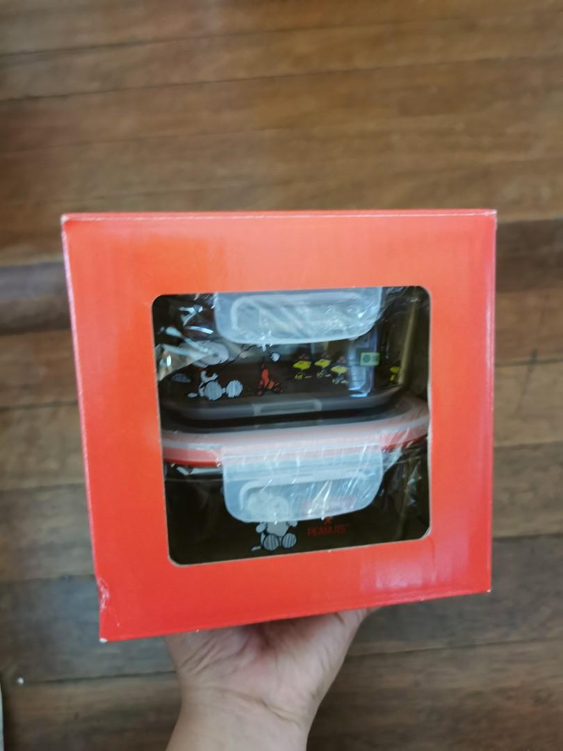 Pyrex Airtight Glass Food Storage Snoopy 2pc 510ml Square, Furniture ...