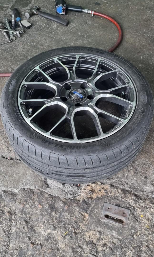 Rays Gram light Azure 57 BNA 17x7 + 45 5x114.3, Car Accessories, Tyres ...