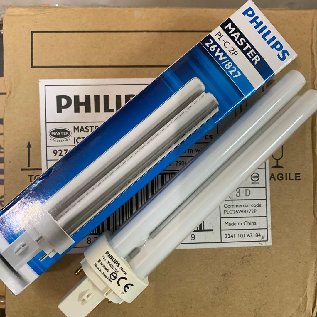 特價 Sale 10支 Philips 26w PL-C 827 2700K 4P 4針 黃光 慳電管 筷子管 燈管, 傢俬＆家居, 燈飾及 ...