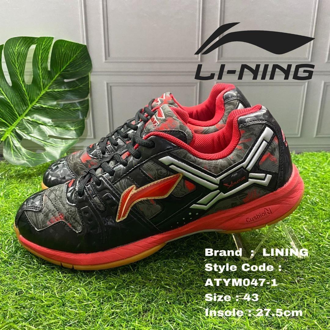 Sepatu Badminton LI-NING Sport Black AYTM047-1 Red mens size 43, Fesyen ...