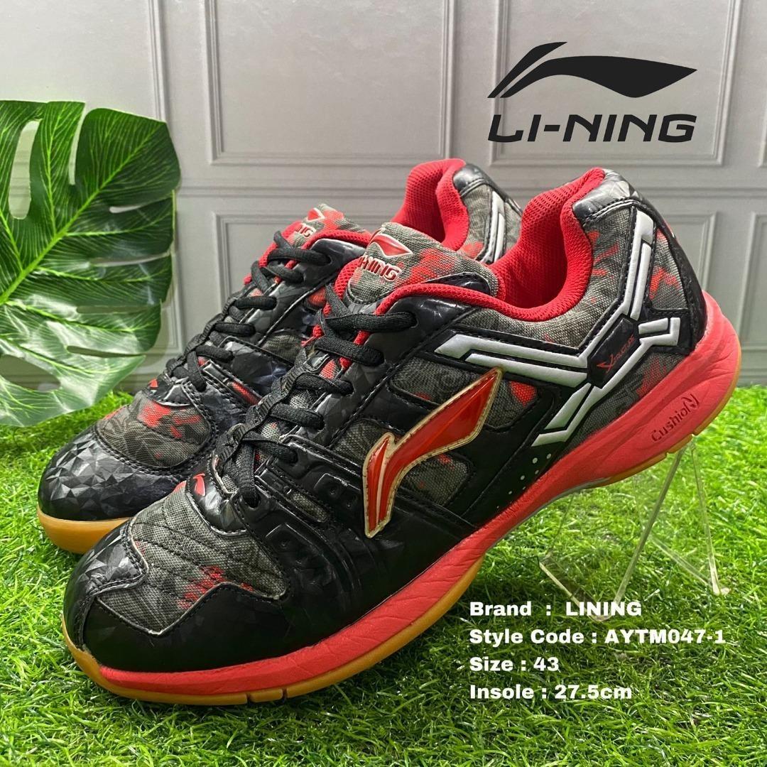 Sepatu Badminton LI-NING Sport Black AYTM047-1 Red mens size 43, Fesyen ...