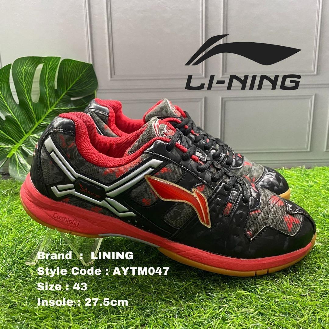 Sepatu Badminton LI-NING Sport Black AYTM047-1 Red mens size 43, Fesyen ...