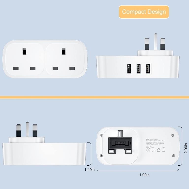 [sg stock] LENCENT USB Plug Extension with 3 USB Ports, 2 Way USB ...