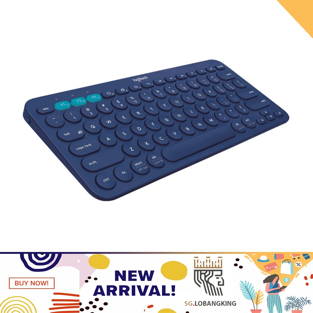 [sg stock] Logitech 920-007597 Multi-Device Bluetooth Keyboard, Blue ...