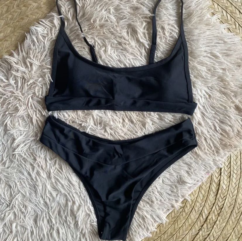 Shein Two Piece Black Square Bikini in Small, Women's Fashion, Swimwear ...