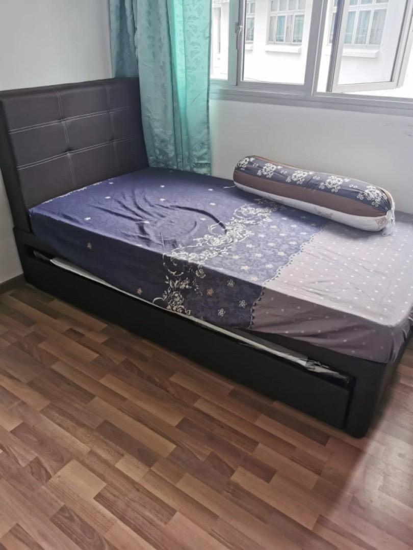 single super single Size Bed Frame with pull out bed / 6 inches foam ...