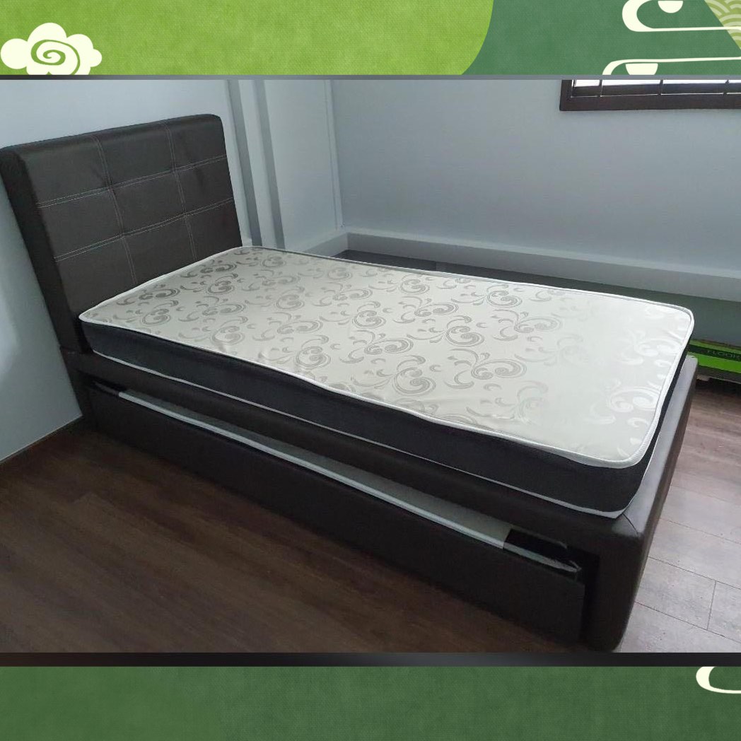 single super single Size Bed Frame with pull out bed / 6 inches foam ...