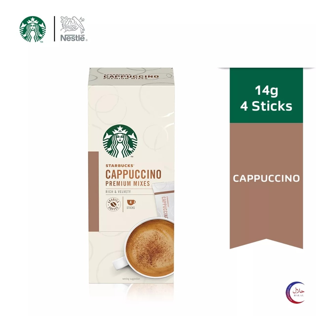 Starbucks Premium Mixes Cappuccino (Box of 4), Food & Drinks, Beverages ...
