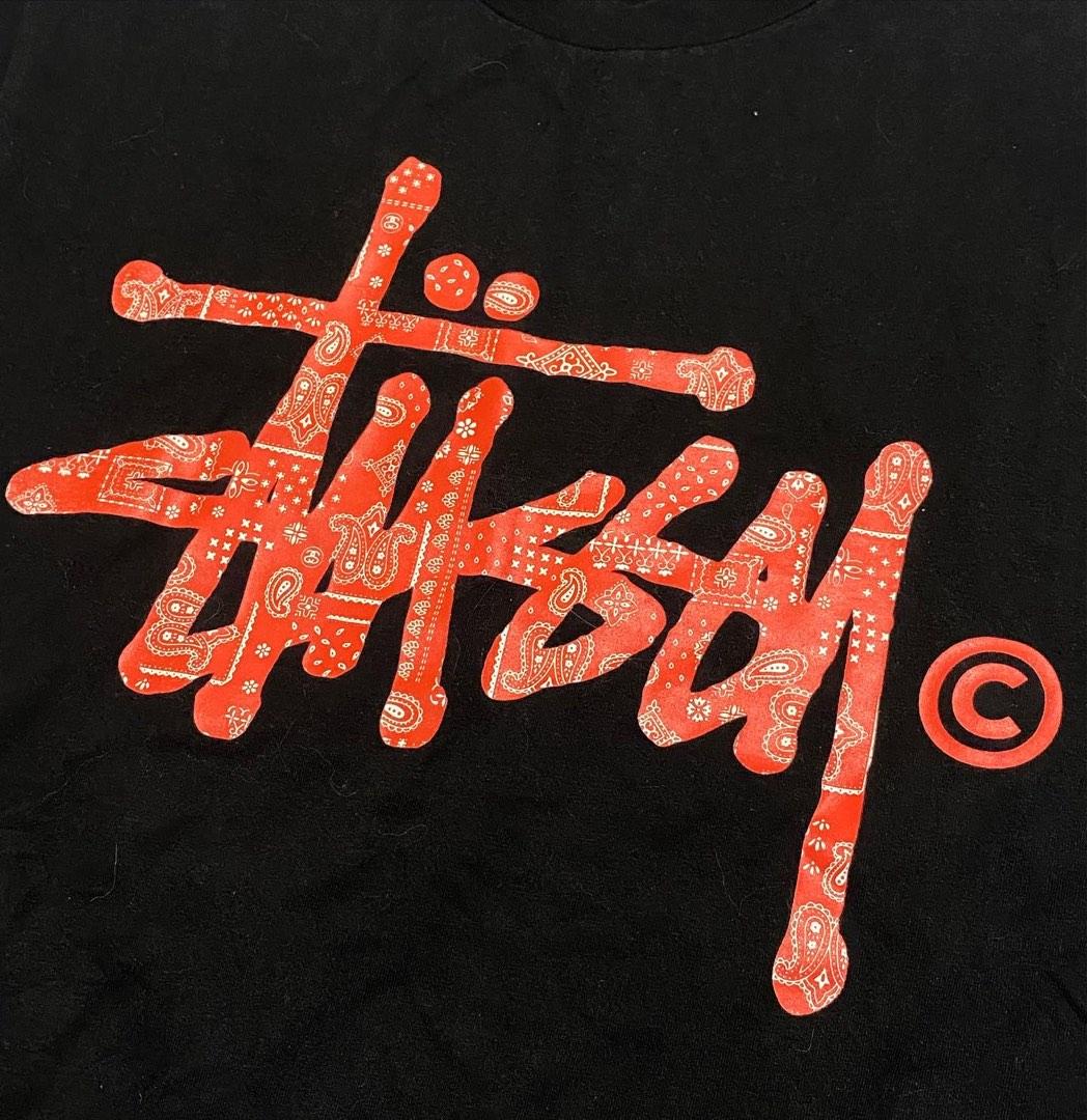 STUSSY RED BANDANA FONT TEE, Men's Fashion, Tops & Sets, Tshirts & Polo ...