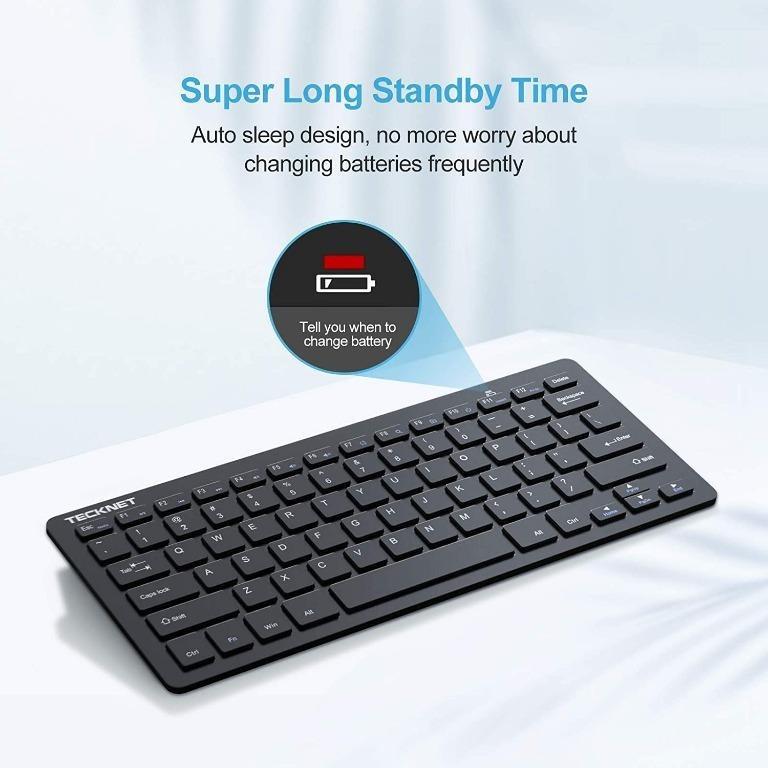 TECKNET Wireless Keyboard, 2.4G Portable Mini Computer Keyboard, Quiet ...