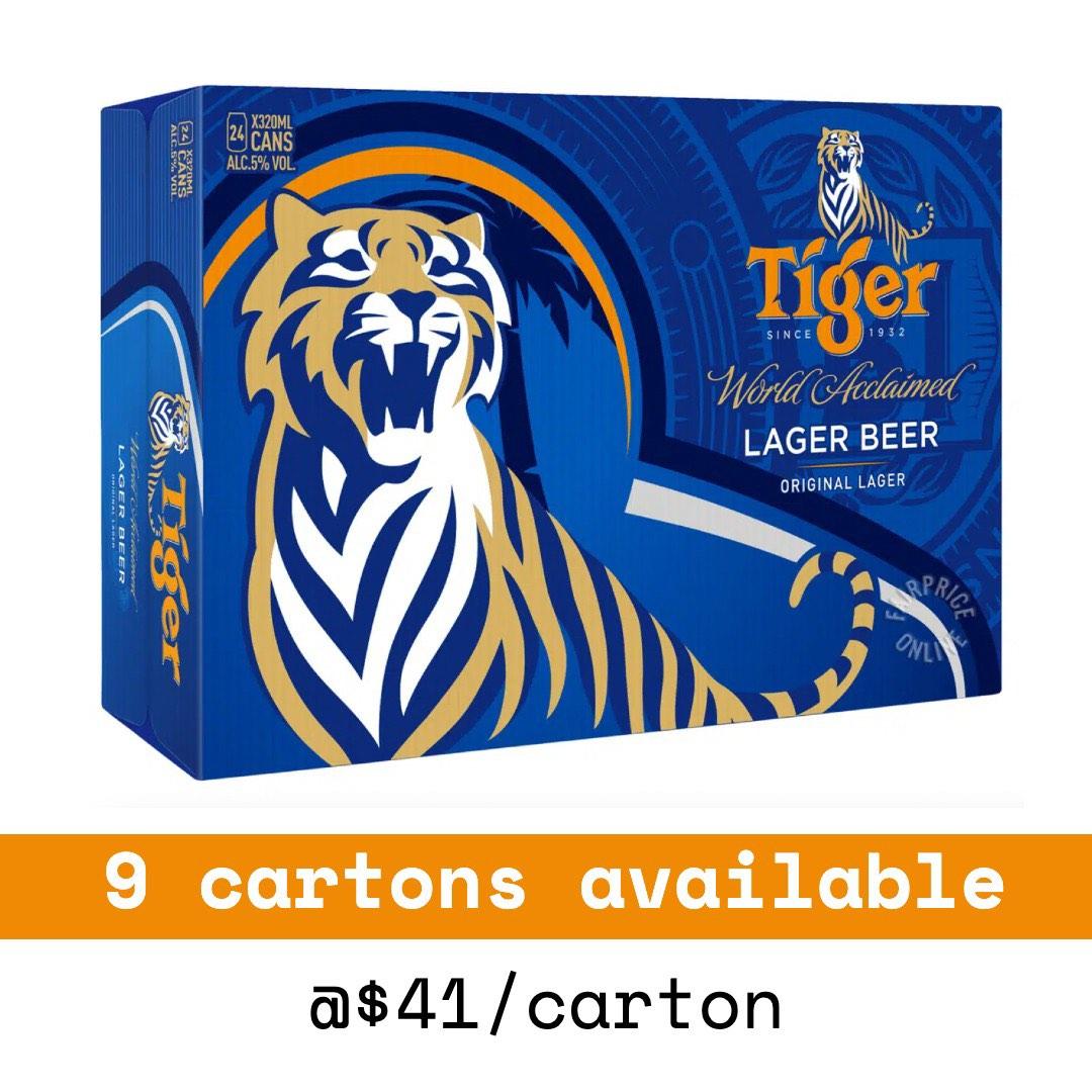 Tiger Larger Beer Carton - 24 cans x 320ml, Food & Drinks, Beverages on ...