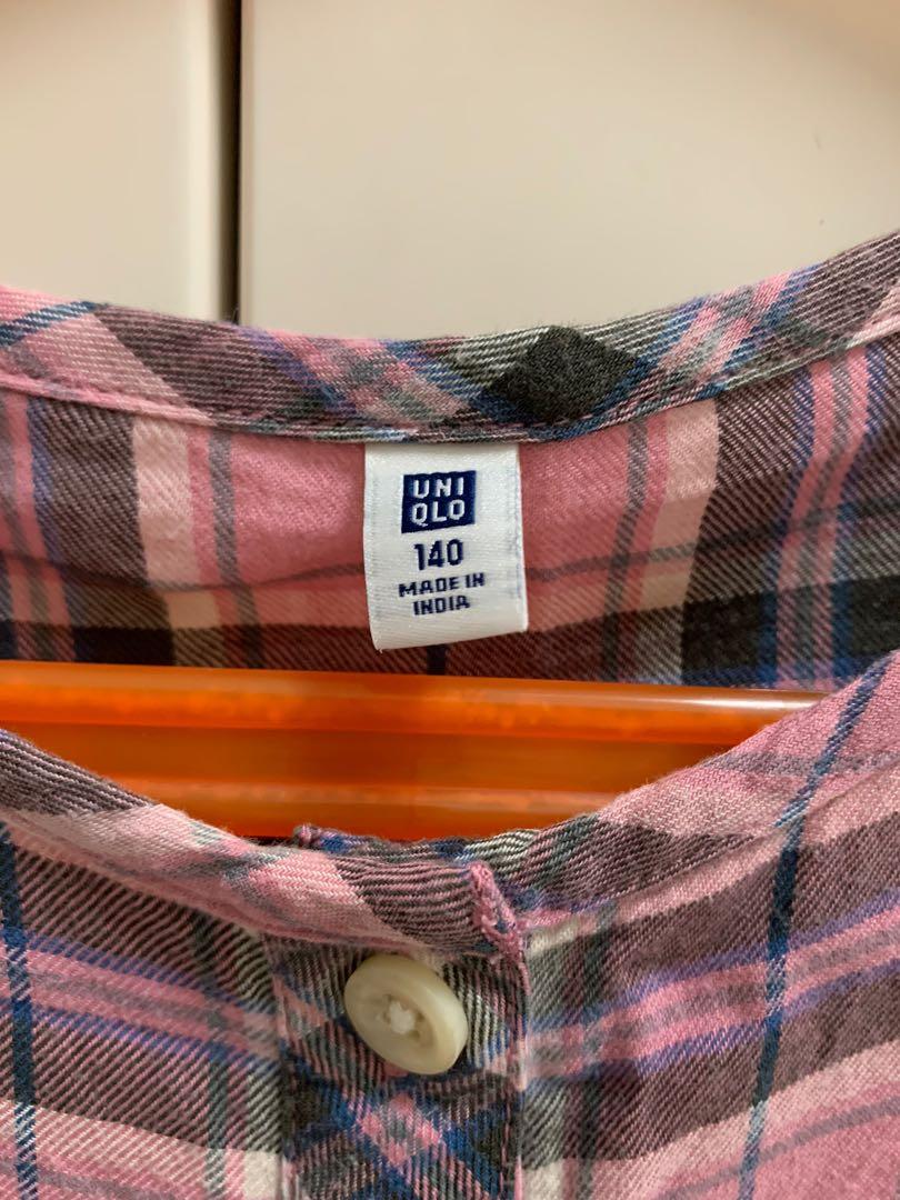 Uniqlo girl pink checker dress, Babies & Kids, Babies & Kids Fashion on ...