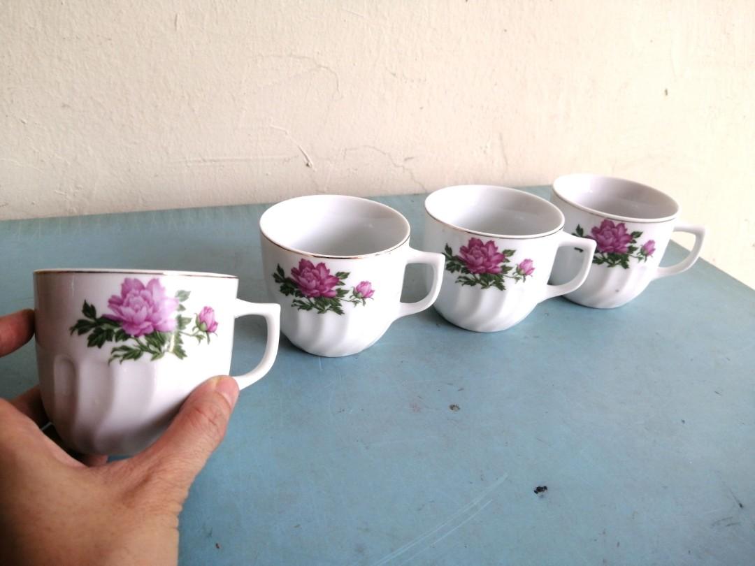 Vintage Cup with Handle Roses Design, Hobbies & Toys, Memorabilia ...