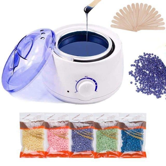 Waxing Kit for Women, Wax Warmer with 5 Packs Hard Wax Beans Painless ...