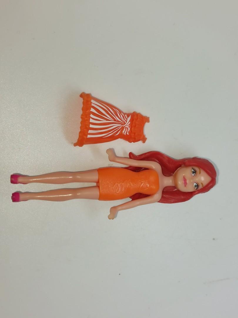 2015 Mattel Mini Small Barbie Doll Orange Dress Collectible Small Toy ...