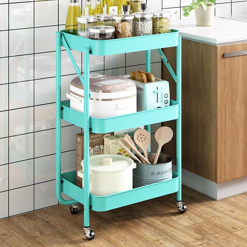 3-Tier Free Installation Rolling Cart trolley Instant Use Foldable ...
