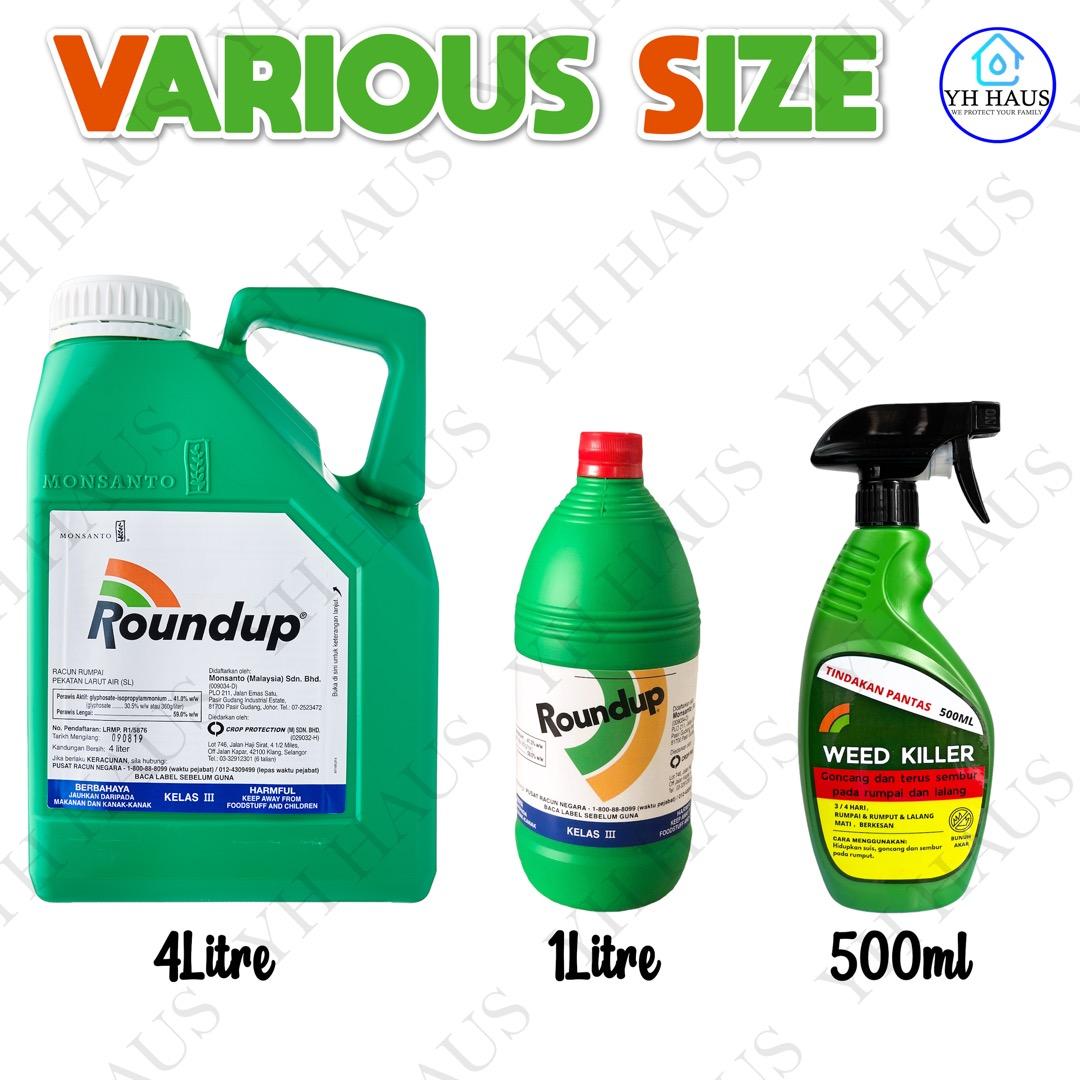 4L ROUNDUP Glyphosate 41% Weed Killer (Racun Rumput Lalang/Ubat rumput ...