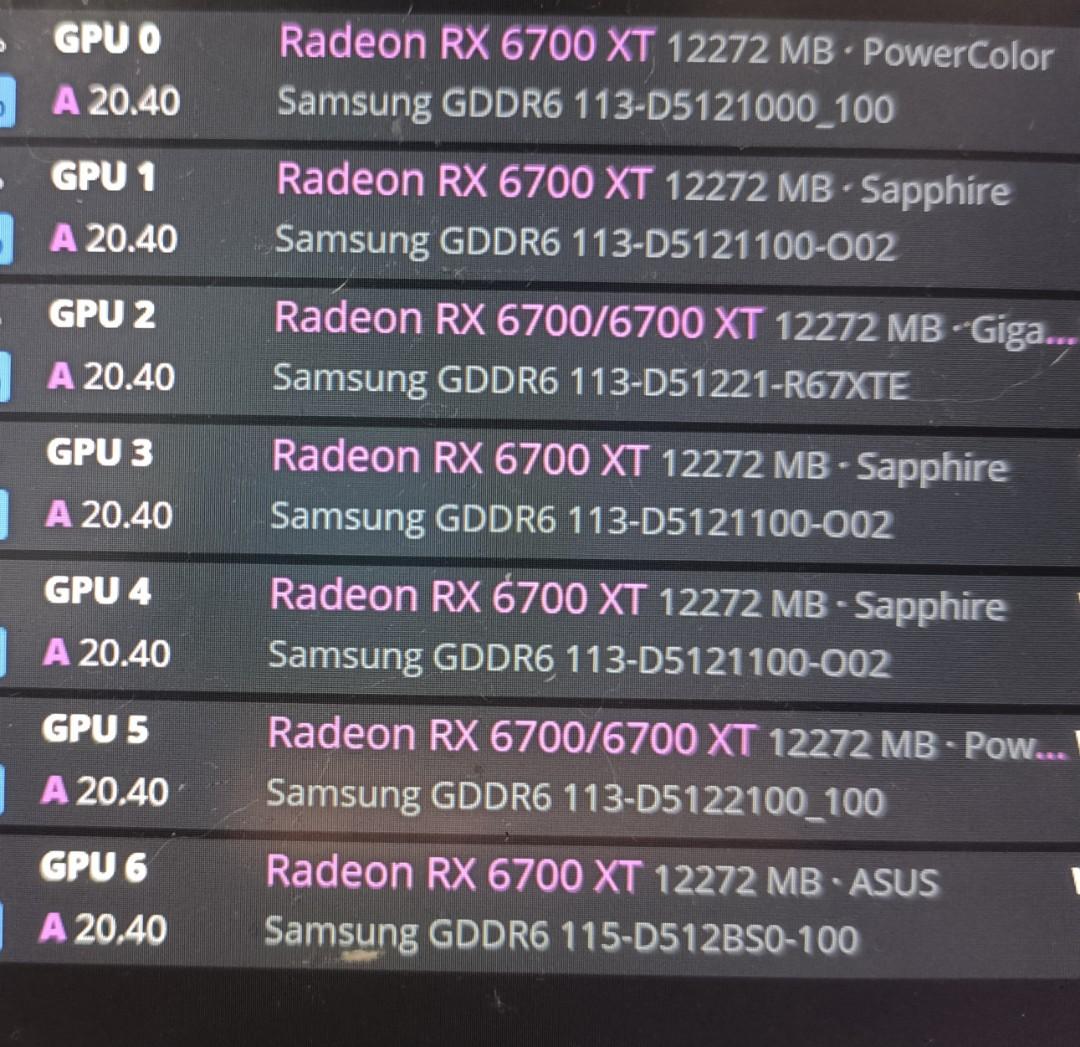 7 rigs. RX 6700 XT for sale. Will let go to Highest offer. 330 MH/S ...