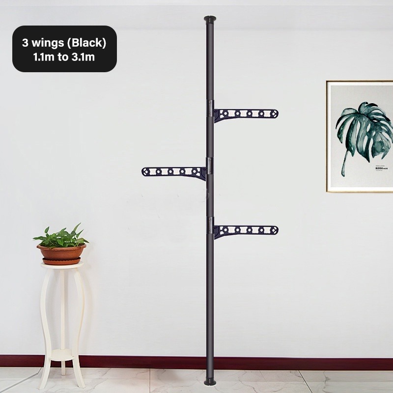 Adjustable Clothes Drying Rack Floor To Ceiling Tension Pole Hanger ...