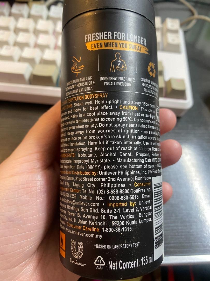 Axe Chocolate Dark Temptation 135ml Body Spray, Beauty & Personal Care ...