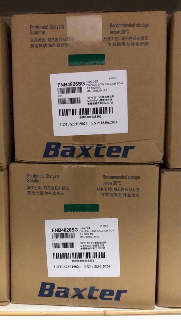 Baxter 1.5% DEX (peritoneal dialysis), Health & Nutrition, Medical ...