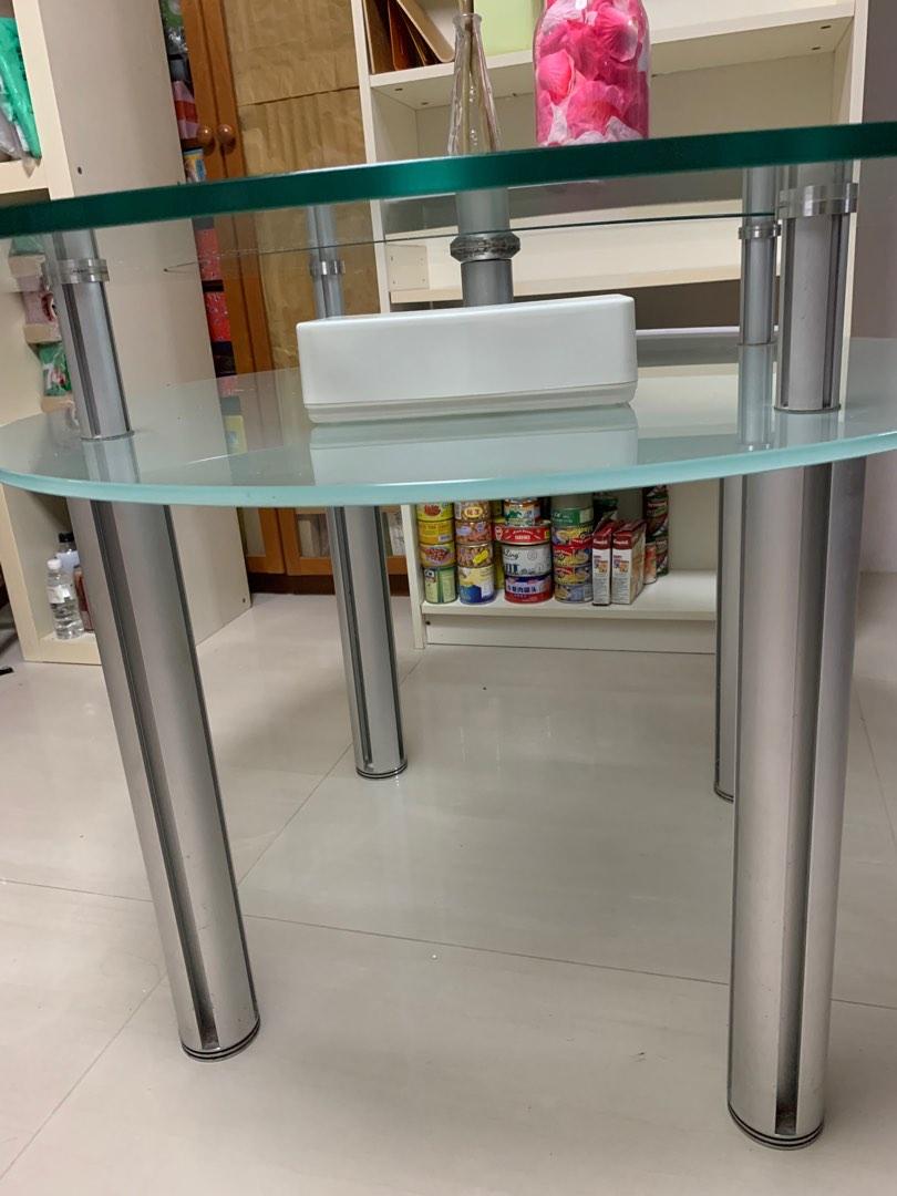 Beautiful Designer Matt Glass Round Dining Table With Center Turnaround ...