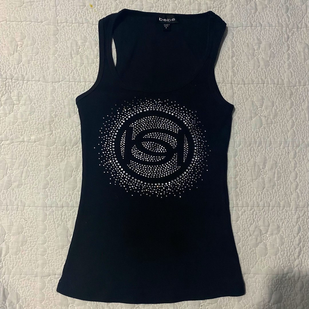 Bebe y2k Bedazzled Tank Top Vintage Early 2000s, Women's Fashion, Tops ...