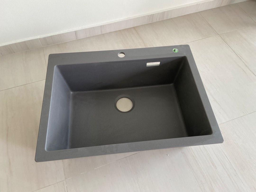BRAND NEW Blanco Pleon 8 Silgranit Kitchen Sink (Grey), Furniture ...