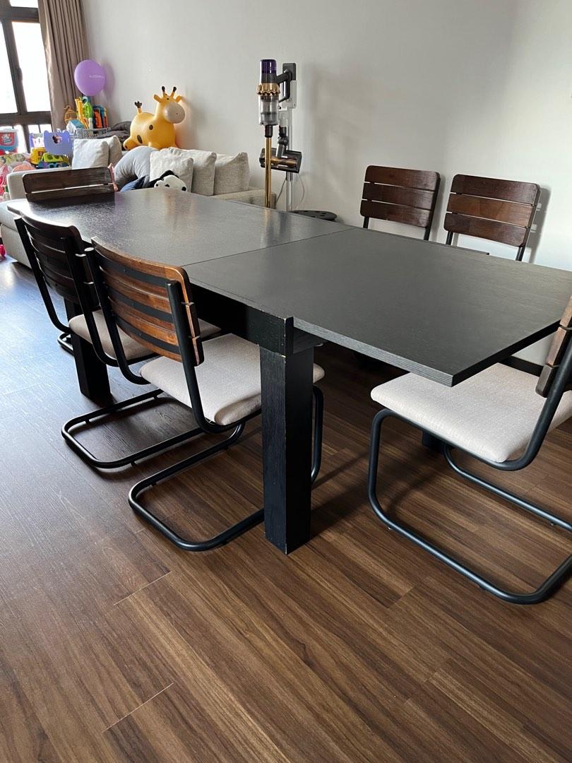 Bo Concept extendable table + 6 prestige affairs dining chairs ...