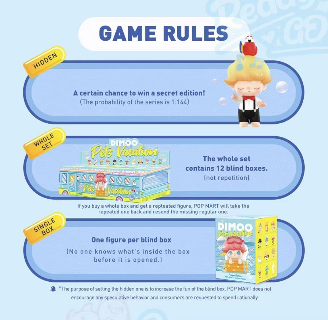 [IN STOCK!]POP MART Dimoo Pets Vacation Series Full Set of 12 different ...