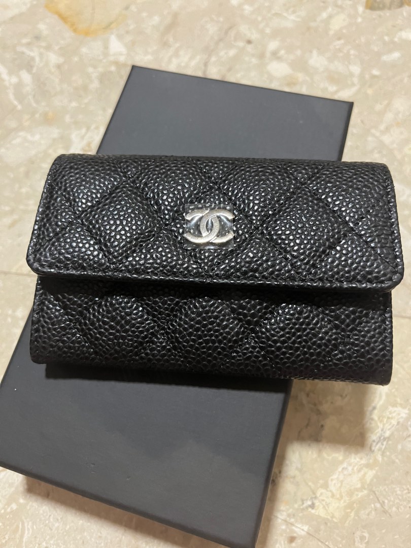 Chanel classic flap card holder wallet (silver tone), Luxury, Bags ...