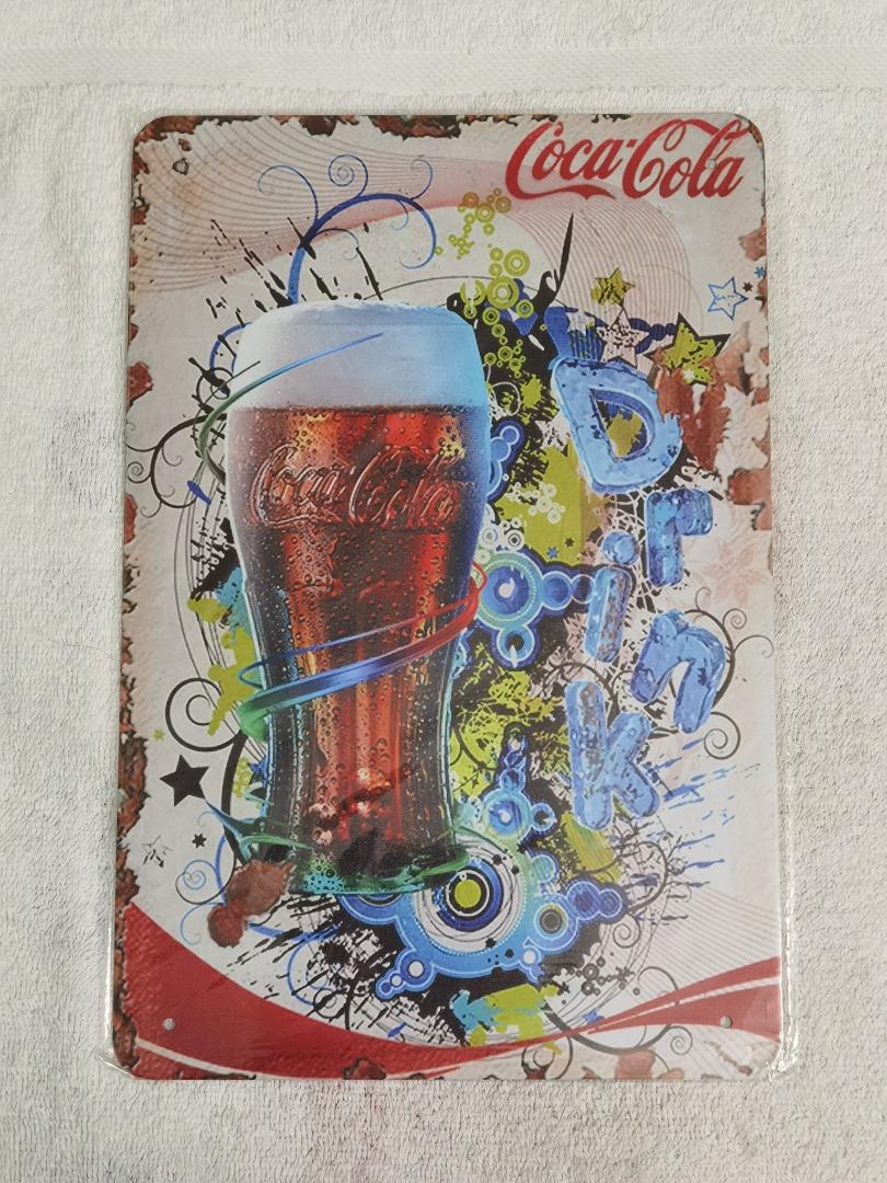 Coca-Cola Tin Plate Wall Decor "Drink Coca-Cola Abstract Art" [20 cm x ...