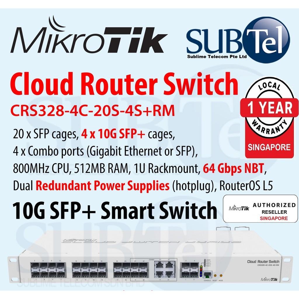CRS328-4C-20S-4S+RM MikroTik 10G SFP+ Smart Switch With Dual Redundant Power Supplies RouterOS ...
