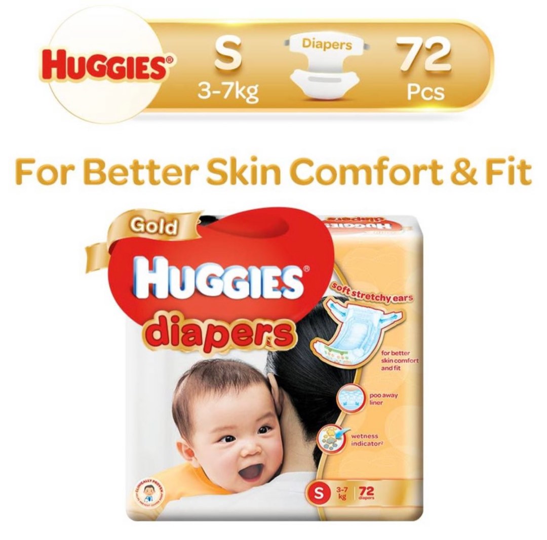 Gold Huggies Diaper S, Babies & Kids, Bathing & Changing, Diapers ...